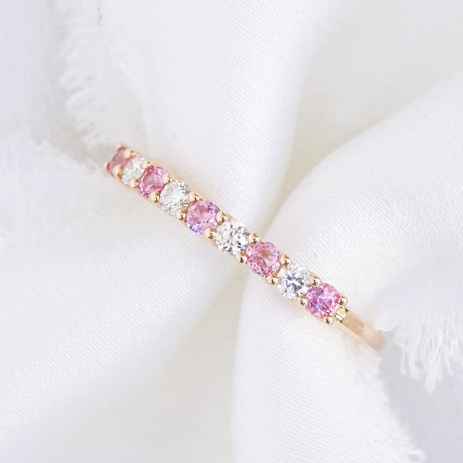 Milestone Ring with Pink Sapphire and Diamonds – JL Heart Online